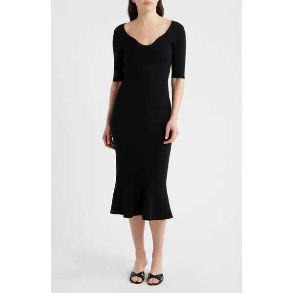 BOSS Fosa Tulip Hem Midi Dress - Black