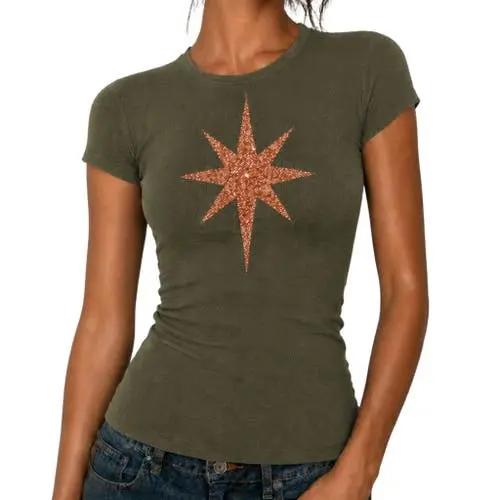 MADISON MAISON Plain Star T-shirt - Khaki-copper