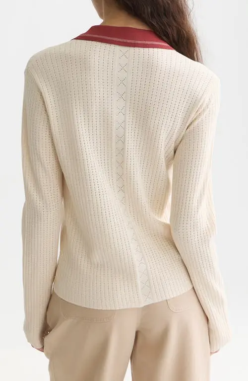 Scotch & Soda Pointelle Knit Cardigan With Contrast Trim