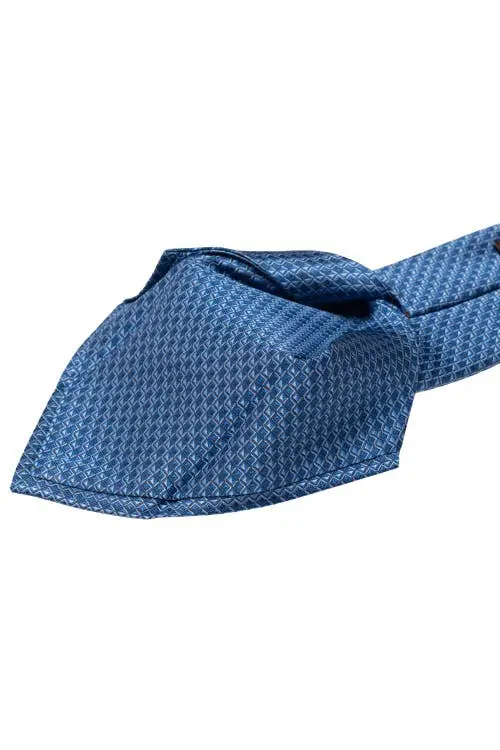 ELIZABETTA Brunelli Extra Long Silk Jacquard Neck Tie - Blue
