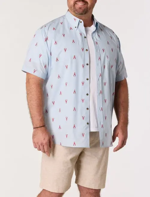 HARBOR BAY BY DXL Big & Tall Easy-care Lobster Print Sport Shirt