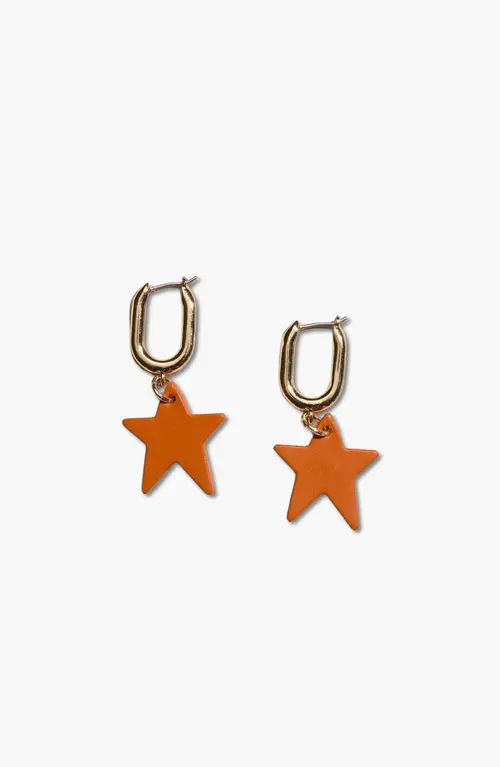 NICKEL & SUEDE Tate Earrings - Orange/silver