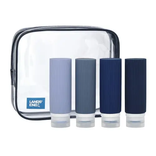 LANDS' END 3-piece Travel Bottle Set With Zippered Bag - Navy