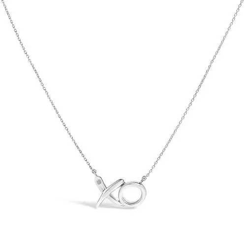 HAUS OF BRILLIANCE Sterling Diamond Accent Xo Pendant Necklace - Silver