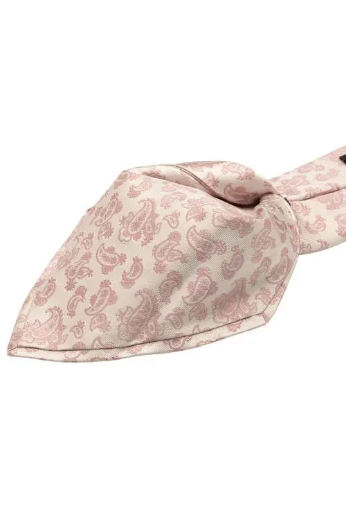 ELIZABETTA Colombo Extra Long Silk Jacquard Paisley Neck Tie - Pink