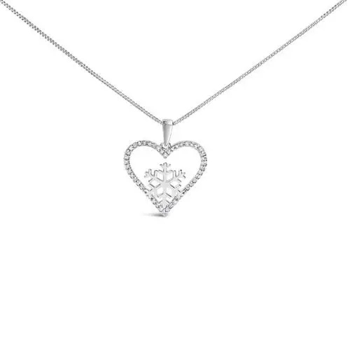 HAUS OF BRILLIANCE 925 Sterling 1/10ct Tdw Diamond Heart Pendant Necklace 18" - Silver