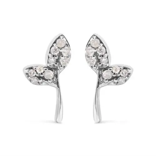 HAUS OF BRILLIANCE 925 Sterling 1/16ct Tdw Diamond Leaf Earrings - Silver