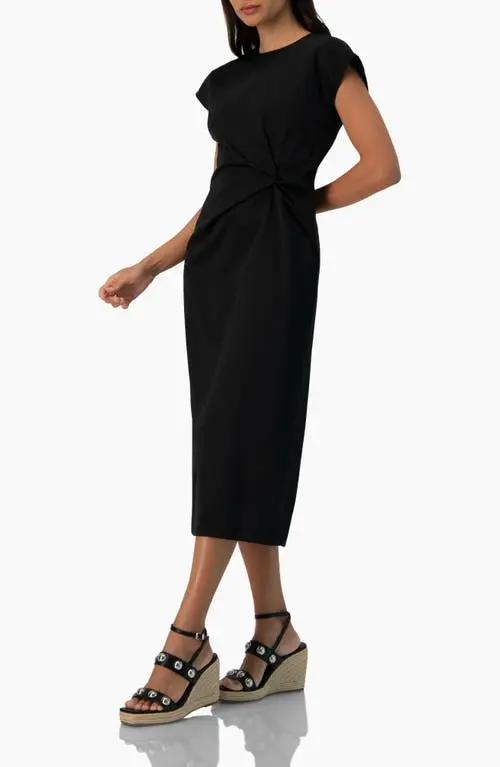 IVONNE Off-shoulder Straight Satin Dress With Side Knot