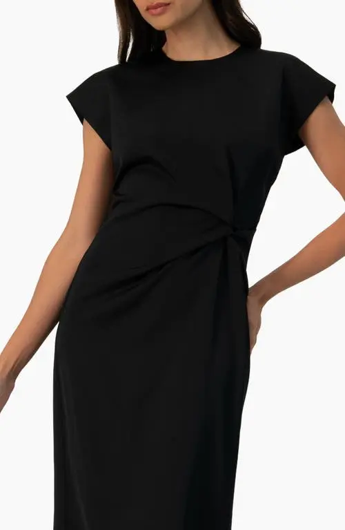 IVONNE Off-shoulder Straight Satin Dress With Side Knot