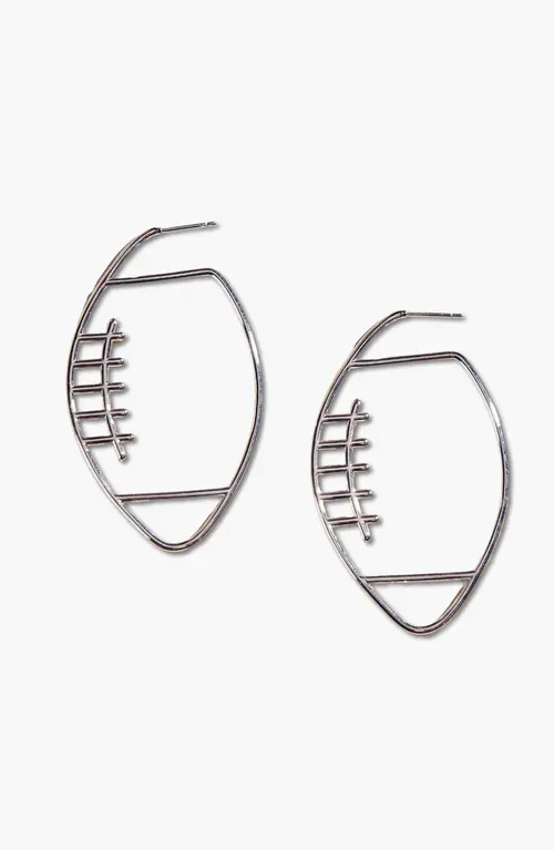 NICKEL & SUEDE Football Hoop Earrings - Silver