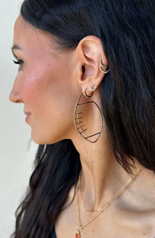 NICKEL & SUEDE Football Hoop Earrings