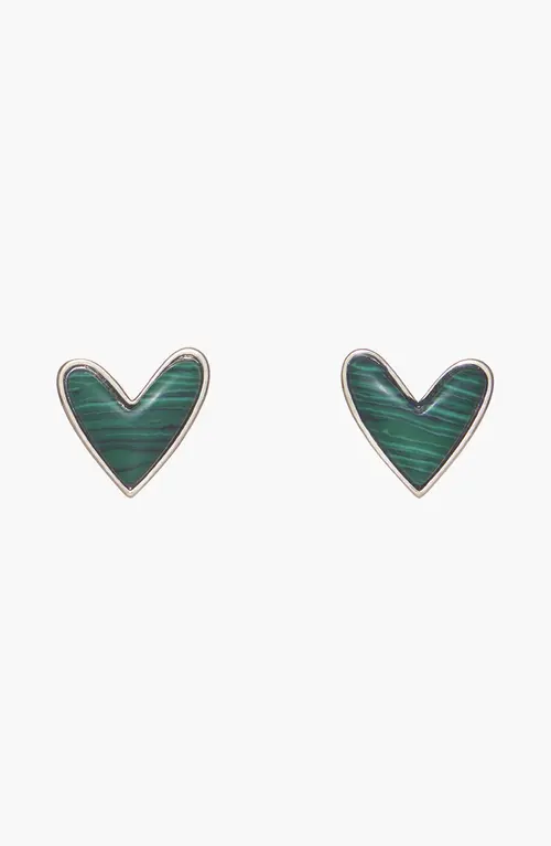 NICKEL & SUEDE Sweetheart Stud Earrings - Malachite