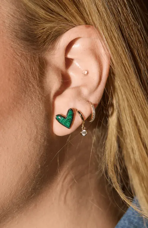 NICKEL & SUEDE Heart Stud Earrings