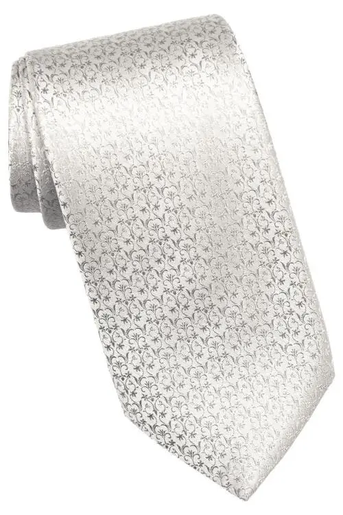 ELIZABETTA Parioli Silk Jacquard Neck Tie - Silver
