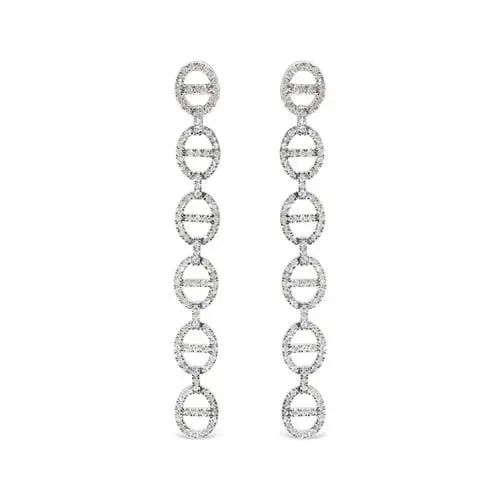 HAUS OF BRILLIANCE Sterling 1.0 Cttw Diamond Oval Design Dangle Earrings - Silver