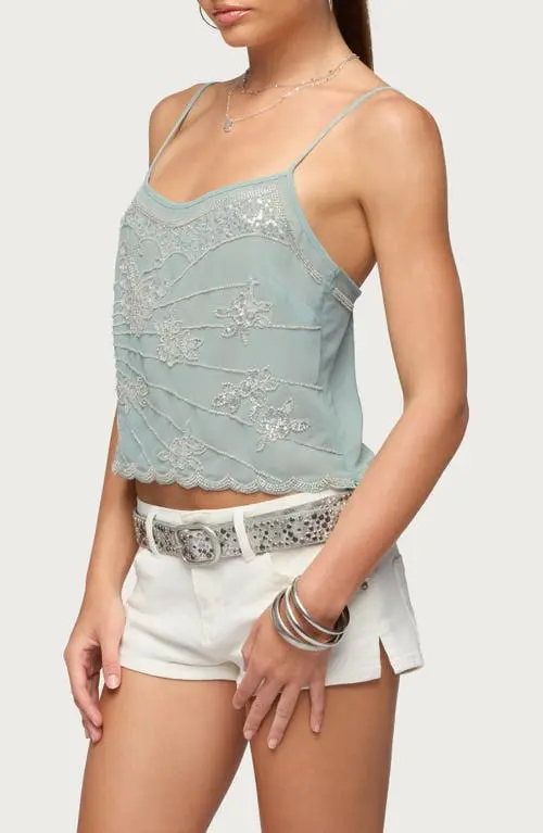 EDIKTED Beaded Sequin Chiffon Camisole