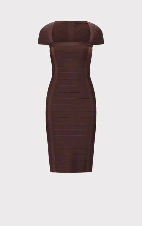 Herve Leger Premiere Bandage Dress - Walnut