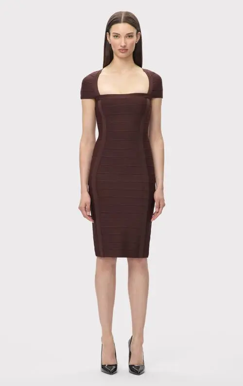 Herve Leger Premiere Bandage Dress - Walnut