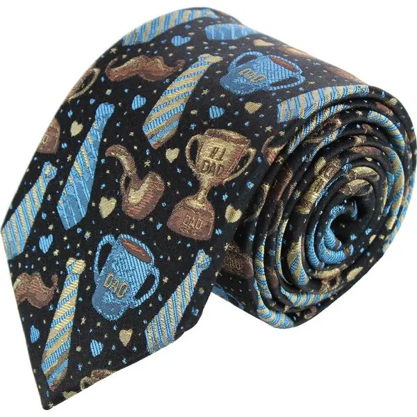 Trafalgar Dad Appreciation Silk Novelty Necktie - Navy Blue