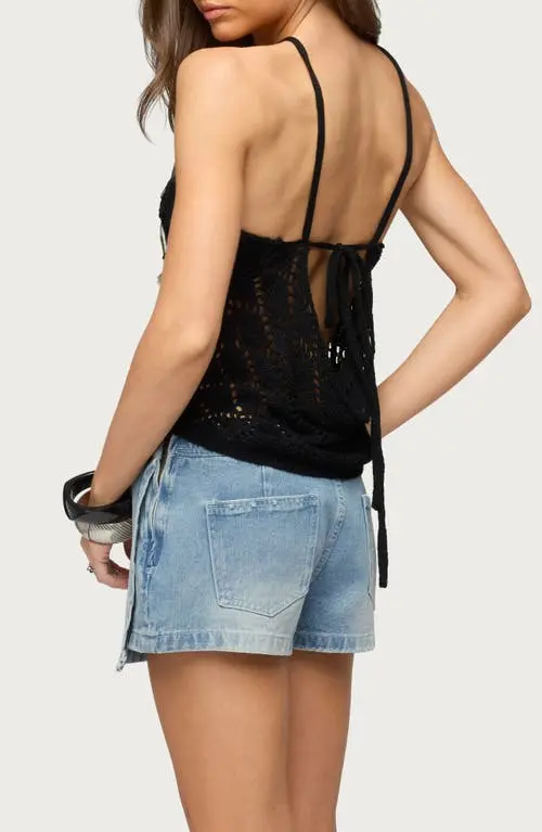 EDIKTED Mae Sequin Open Back Knit Top