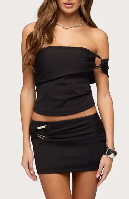 EDIKTED One-shoulder Top With Metal Ring Detail - Black
