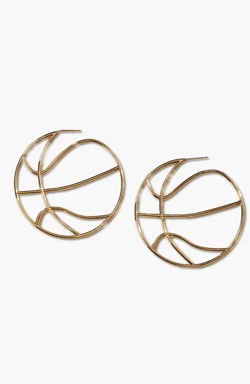 NICKEL & SUEDE Basketball Hoop Earrings - Gold