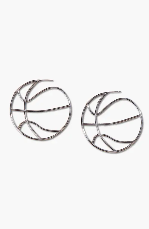 NICKEL & SUEDE Basketball Hoops Earrings - Silver