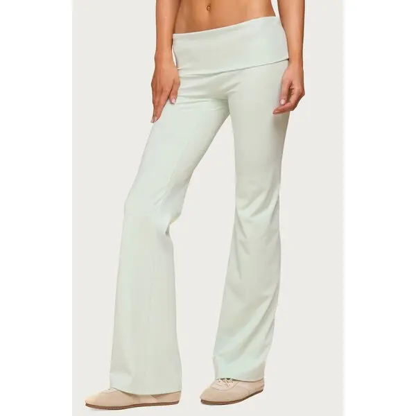 EDIKTED Oriane Foldover Flare Leggings - Mint