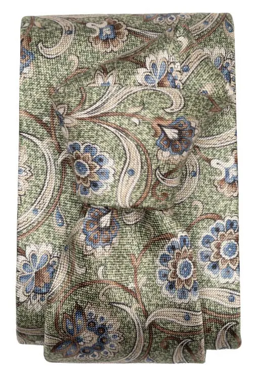ELIZABETTA Niccolòextra Long Printed Silk Tie For - Green