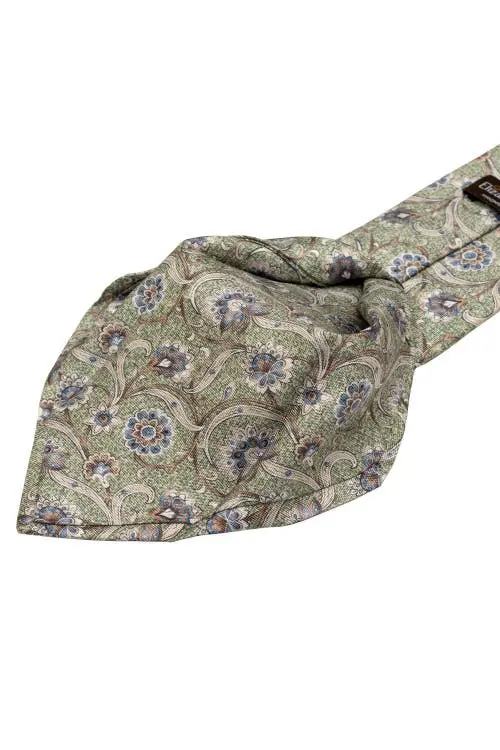 ELIZABETTA Niccolòextra Long Printed Silk Tie For - Green