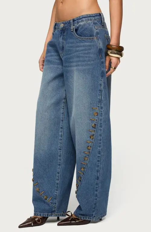 EDIKTED Button Stitch Barrel Leg Jeans