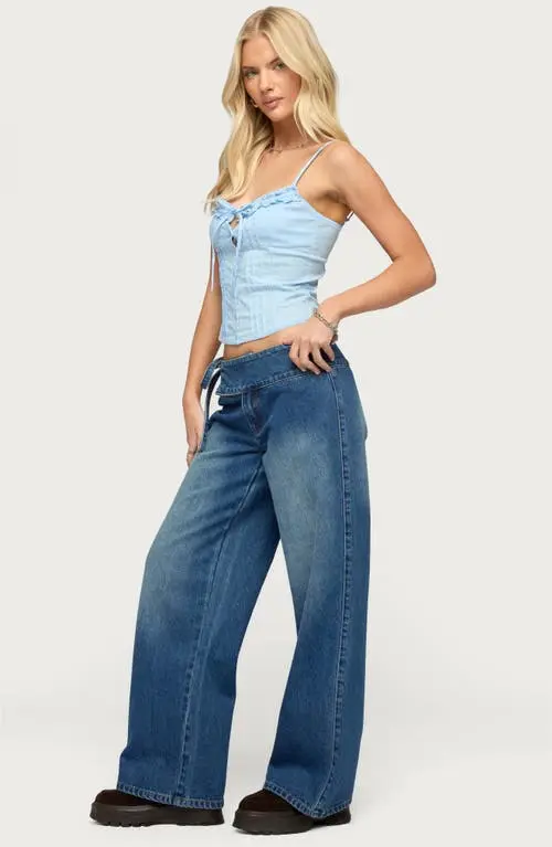 EDIKTED Cleo Tie Waist Wide Leg Jeans