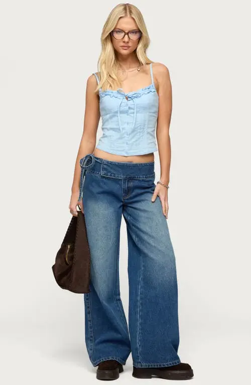 EDIKTED Cleo Tie Waist Wide Leg Jeans
