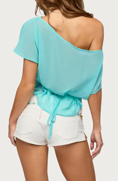 EDIKTED Noria One-shoulder Sheer Chiffon Top
