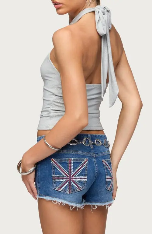 EDIKTED Katalya Glitter Halter Top