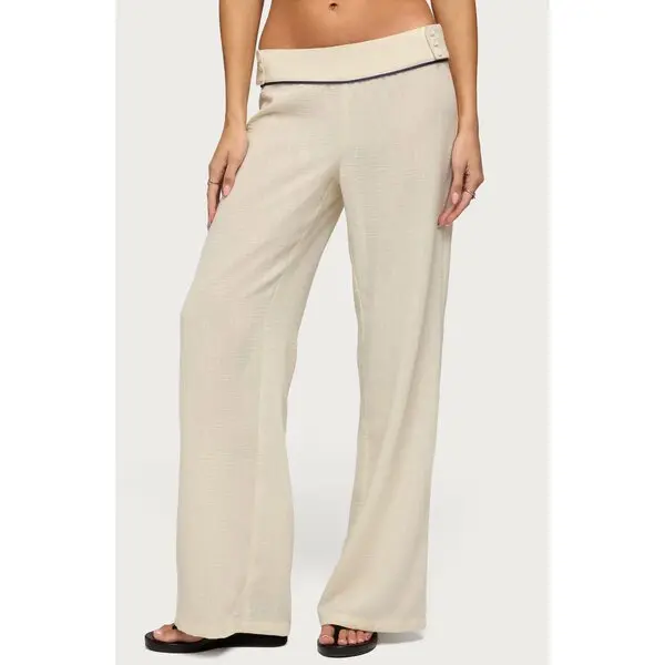 EDIKTED Dorine Wide Leg Pants - Cream
