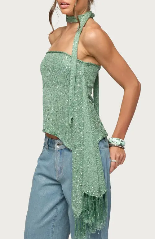 EDIKTED Two-piece Sequin Scarf Top