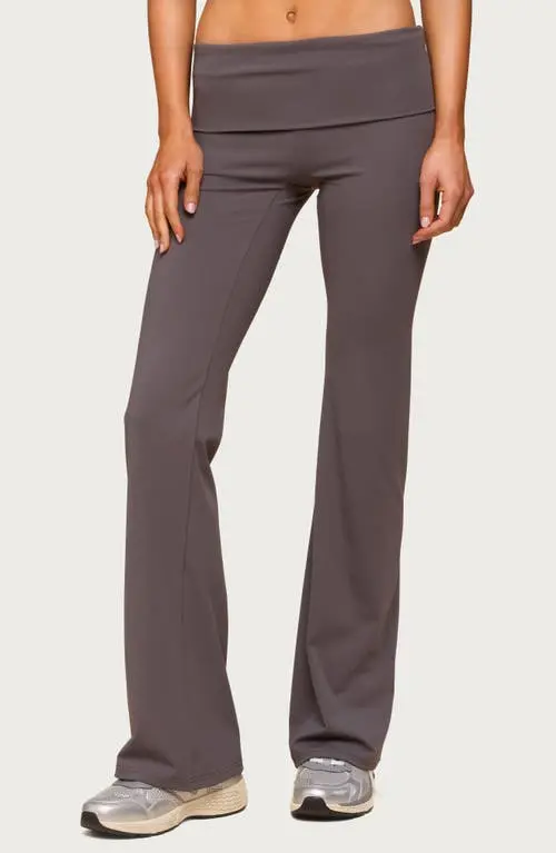 EDIKTED Oriane Foldover Flare Leggings - Gray