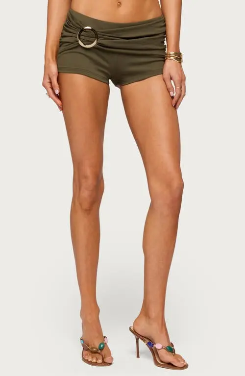 EDIKTED Carine Metal Ring Micro Shorts - Olive