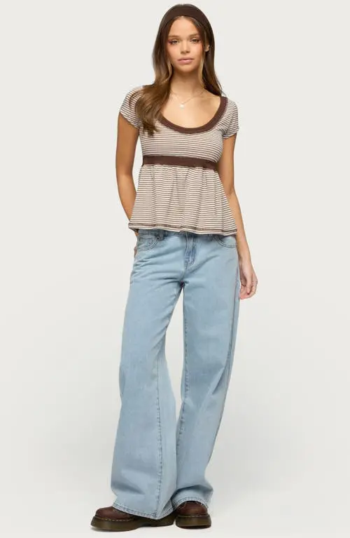 EDIKTED Babydoll Stripe Knit Top