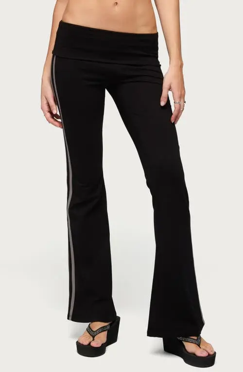 EDIKTED Charly Stripe Foldover Flare Pants