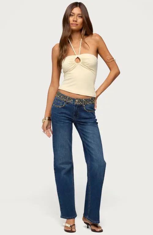 EDIKTED Rope Strap Keyhole Halter Top