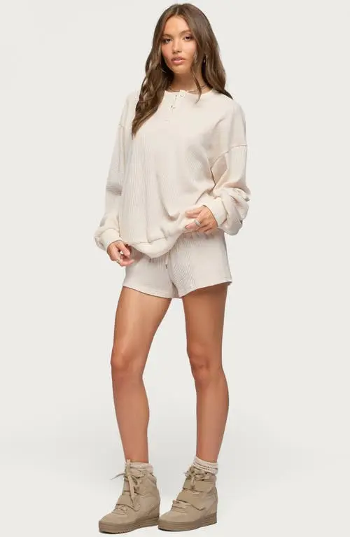 EDIKTED Baila Waffle Knit Drawstring Shorts