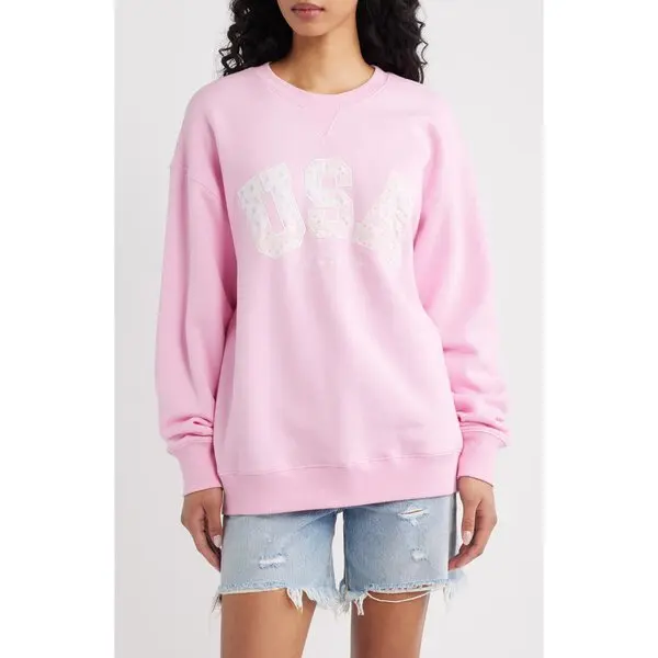 LoveShackFancy Palo Sweatshirt - Sunbeam Pink