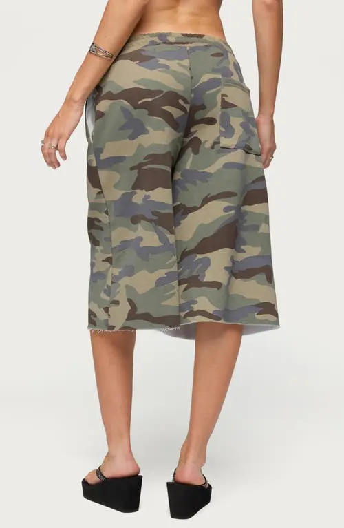 EDIKTED Camo Rush Drawstring Bermuda Shorts