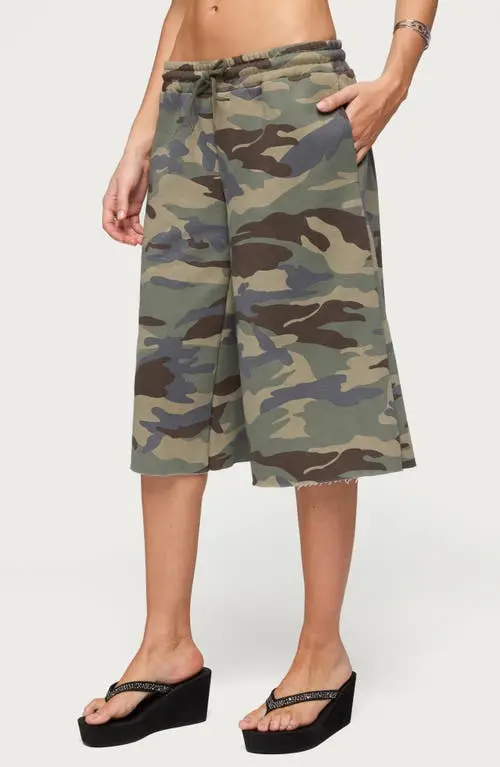EDIKTED Camo Rush Drawstring Bermuda Shorts