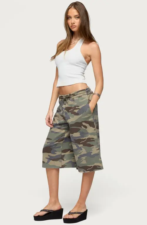EDIKTED Camo Rush Drawstring Bermuda Shorts