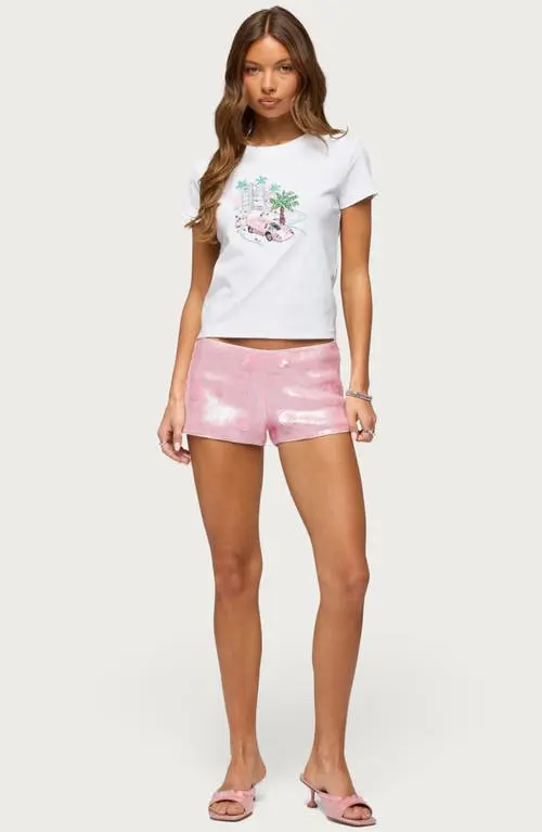 EDIKTED City Angel" Beaded Baby Tee