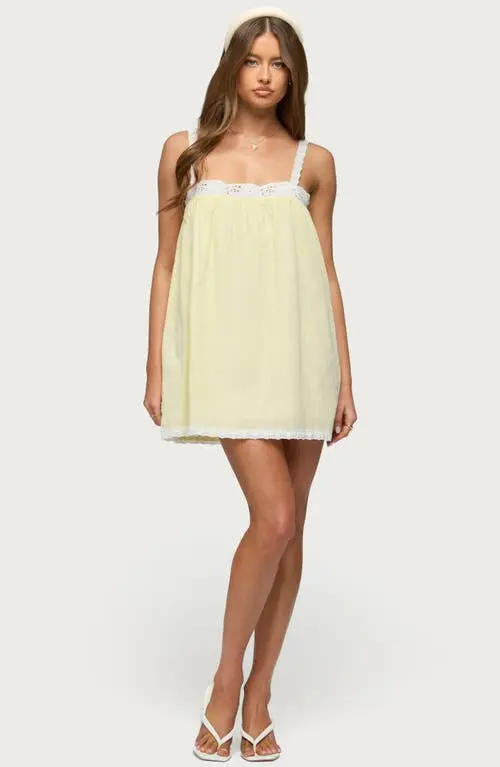 EDIKTED Contrast Lace Trimmed Cotton Mini Dress