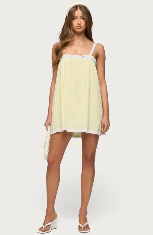 EDIKTED Contrast Lace Trimmed Cotton Mini Dress